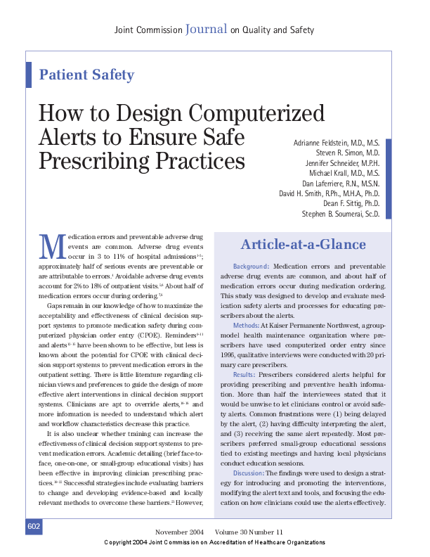 (PDF) How to design computerized alerts to ensure safe prescribing ...