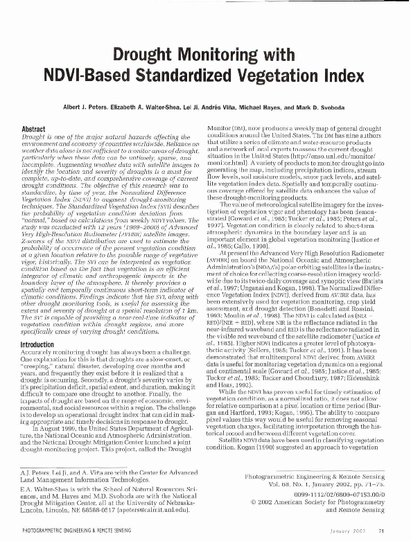 (PDF) Drought monitoring with NDVI-based standardized vegetation index