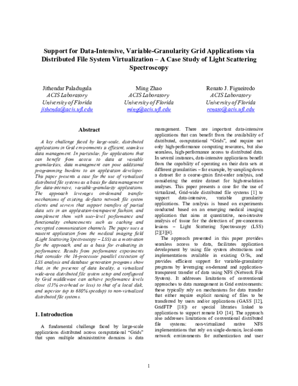 (PDF) Support for data-intensive, variable-granularity grid ...