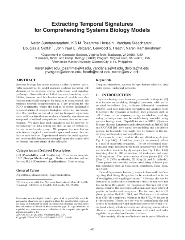 (PDF) Extracting temporal signatures for comprehending systems biology models