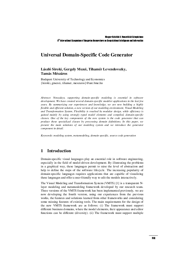 (PDF) Universal Domain-Specific Code Generator