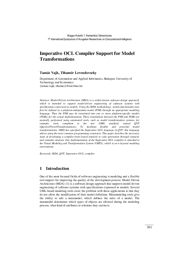(PDF) Imperative OCL Compiler Support for Model Transformations