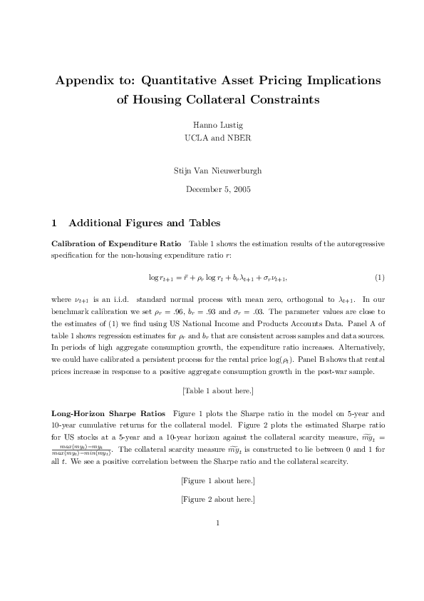 (PDF) Appendix to: Quantitative Asset Pricing Implications of Housing ...