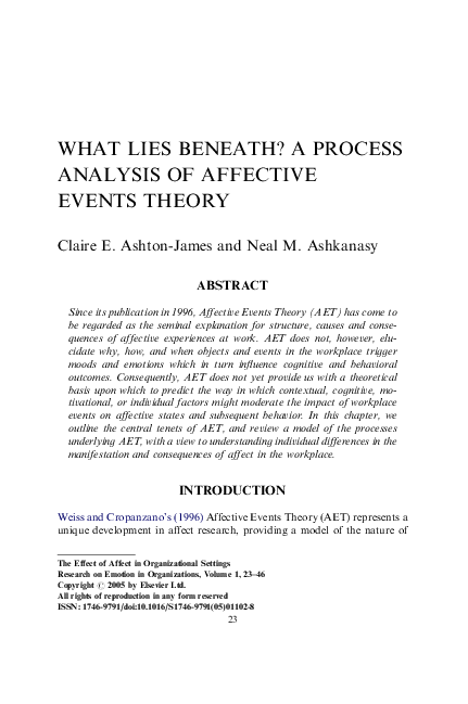 (PDF) What lies beneath? A process analysis of affective events theory