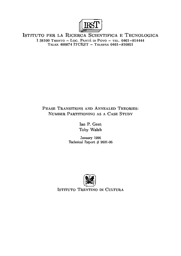 (PDF) Phase transitions and annealed theories: Number partitioning as a case study'