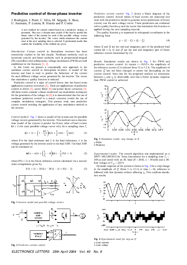 (PDF) Predictive control of three-phase inverter