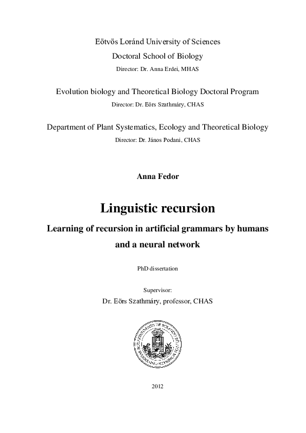Pdf Linguistic Recursion