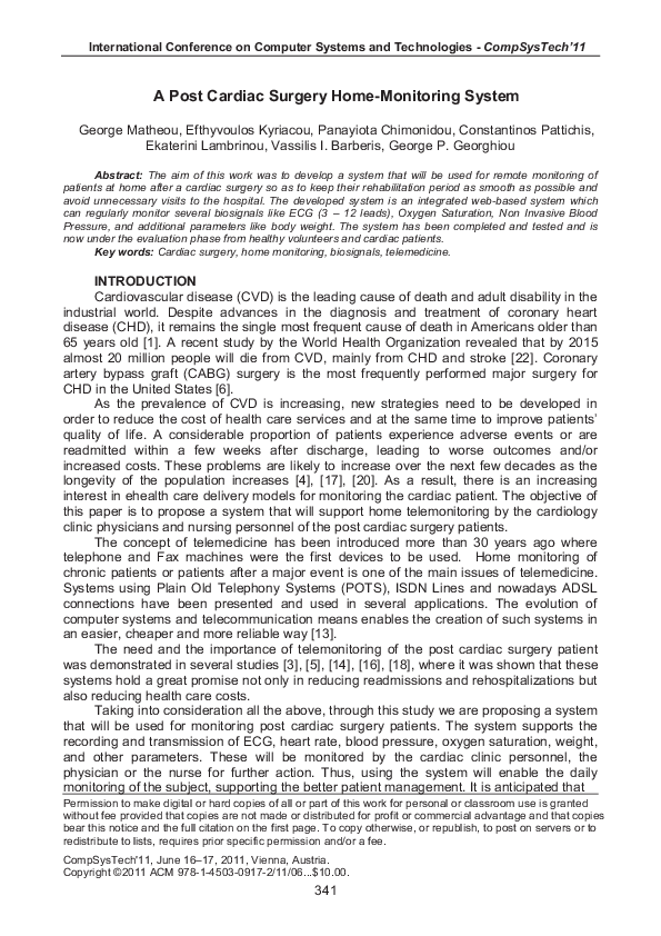 (PDF) A post cardiac surgery home-monitoring system