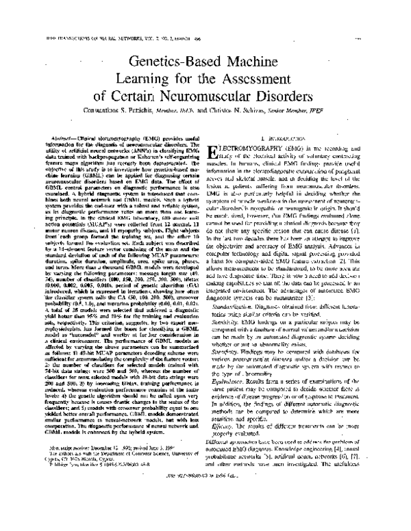 Pdf Genetics Based Machine Learning For The Assessment Of Certain Neuromuscular Disorders