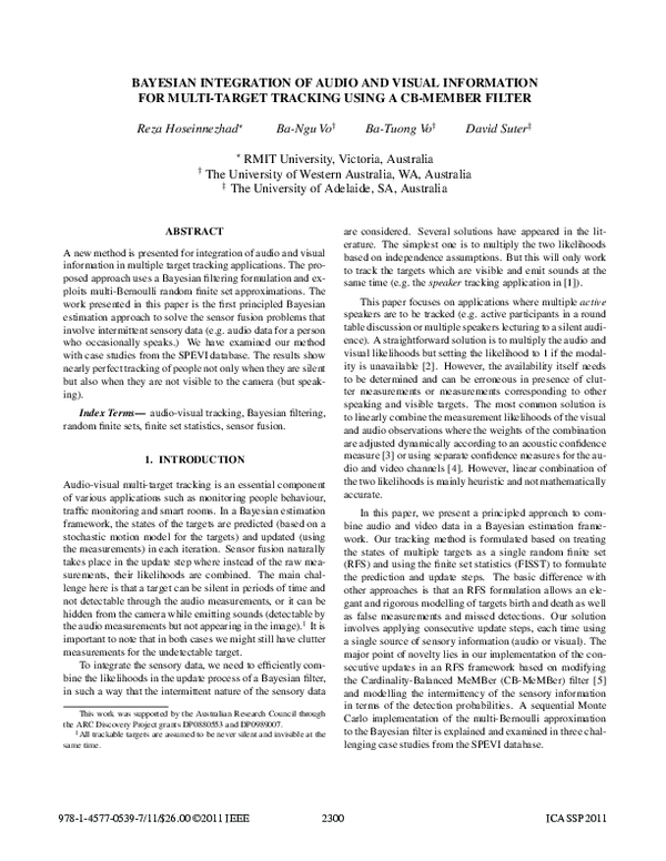 (PDF) Bayesian integration of audio and visual information for multi-target tracking using a CB ...