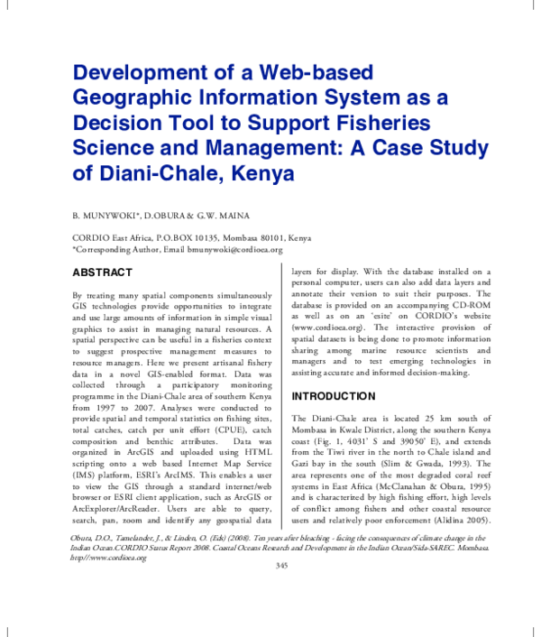 (PDF) Development of a Web-based Geographic Information System as a Decision Tool to Support ...