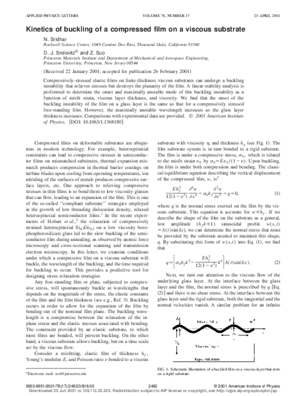 (PDF) Kinetics of buckling of a compressed film on a viscous substrate