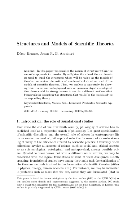 (PDF) Structures and Models of Scientific Theories