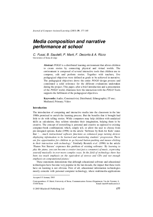 (PDF) Media composition and narrative performance at school