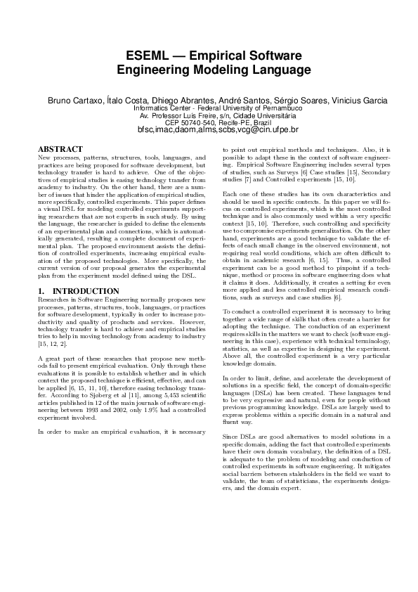(PDF) ESEML: empirical software engineering modeling language