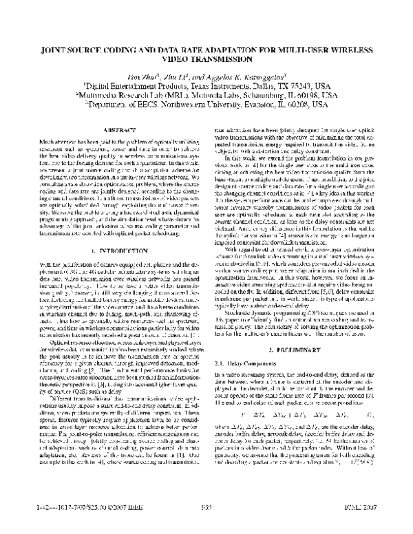 (PDF) Joint source coding and data rate adaptation for multi-user wireless video transmission