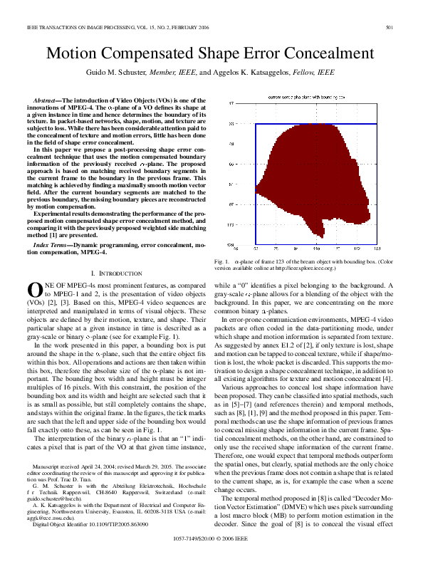 (PDF) Motion compensated shape error concealment