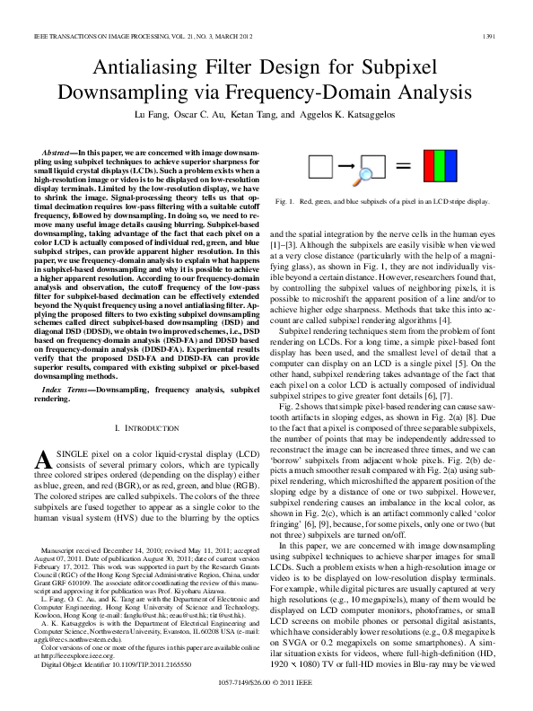 (PDF) Antialiasing Filter Design for Subpixel Downsampling via ...