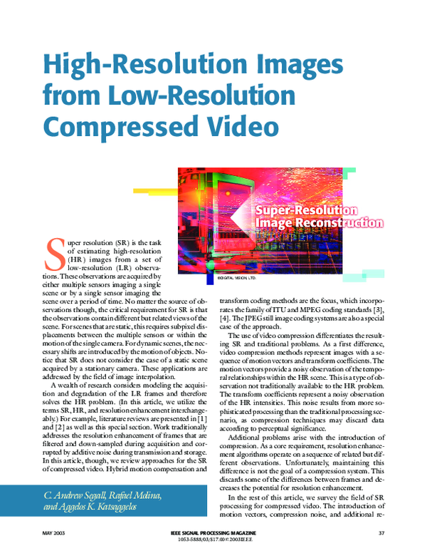 (PDF) High-resolution images from low-resolution compressed video