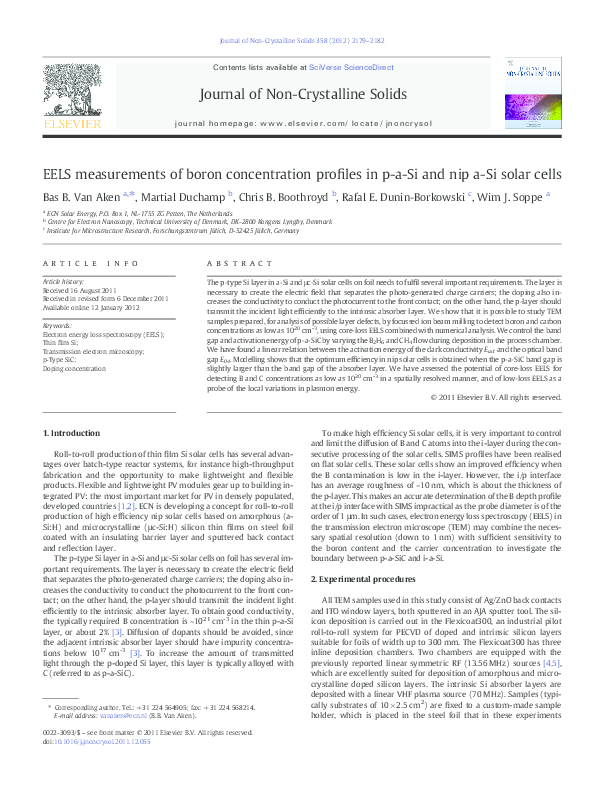 (PDF) EELS measurements of boron concentration profiles in pa-Si and ...