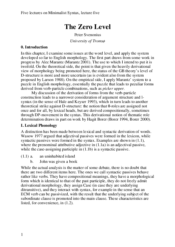 (PDF) The Zero Level