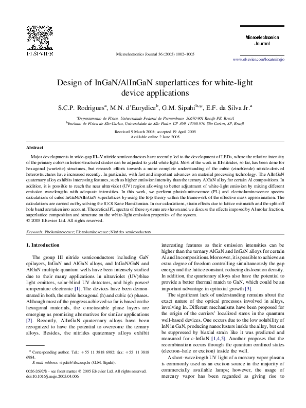 (PDF) Design of InGaN/AlInGaN superlattices for white-light device ...