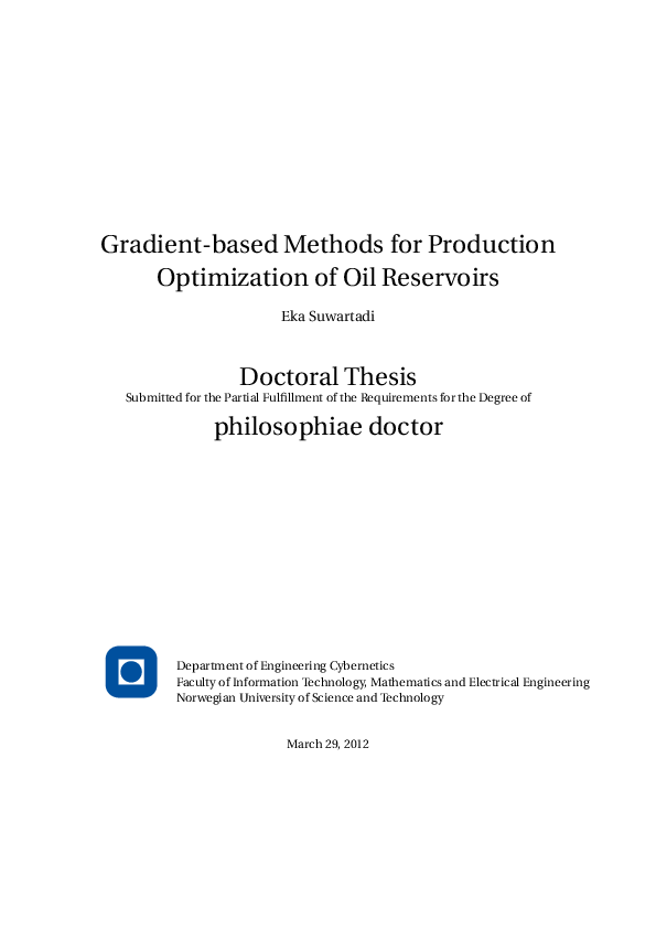 (PDF) Gradient-based Methods for Production Optimization of Oil Reservoirs