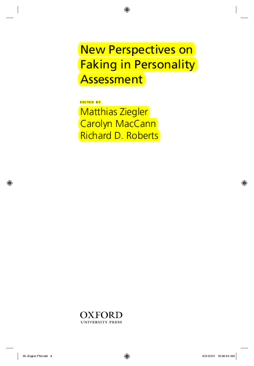 (PDF) New perspectives on faking in personality assessments