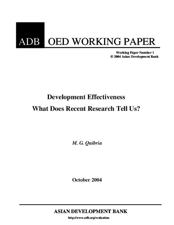 (PDF) ADB OED WORKING PAPER