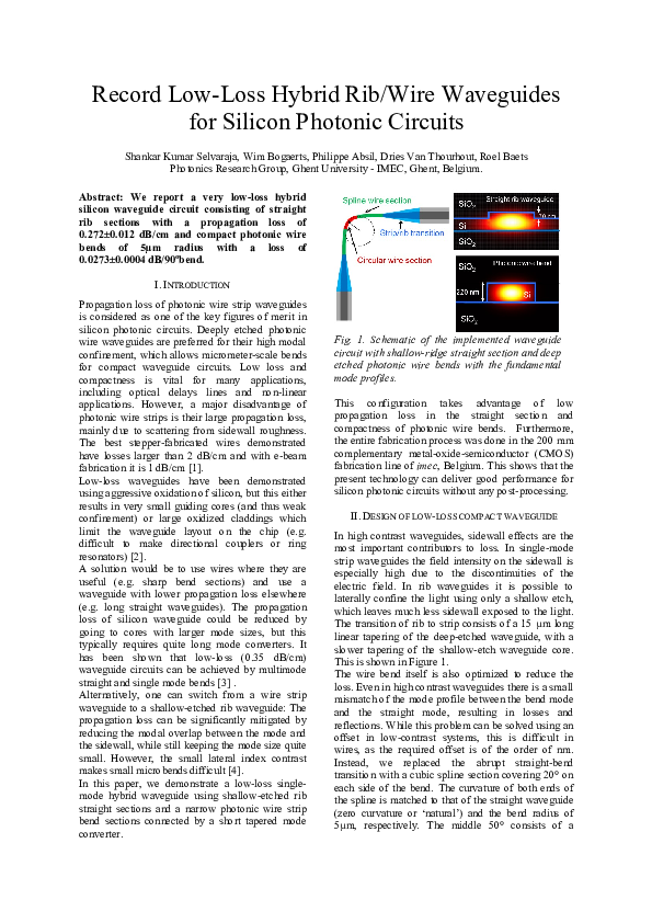 (PDF) Record low-loss hybrid rib/wire waveguides for silicon photonic ...
