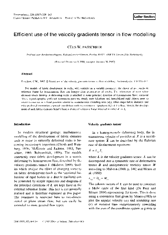 (PDF) Efficient use of the velocity gradients tensor in flow modelling