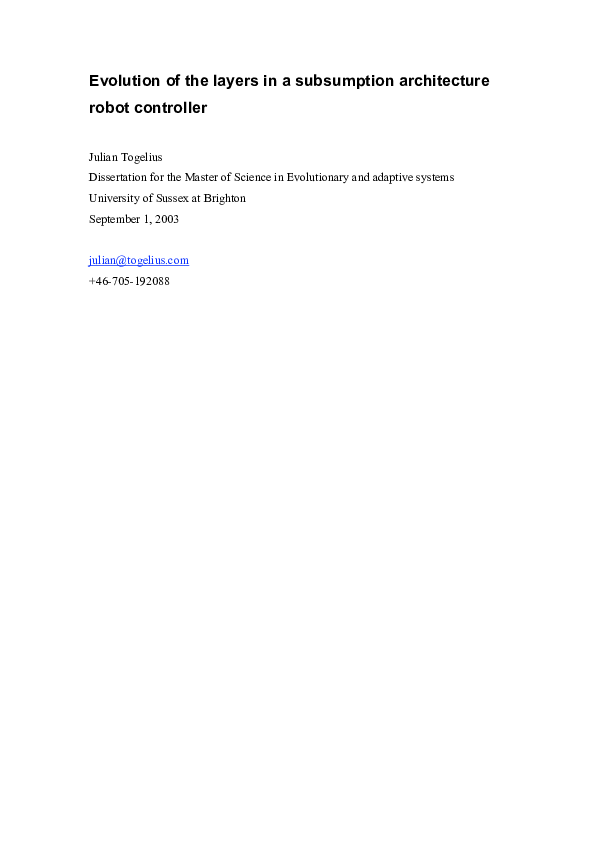 (PDF) Evolution of the layers in a subsumption architecture robot ...