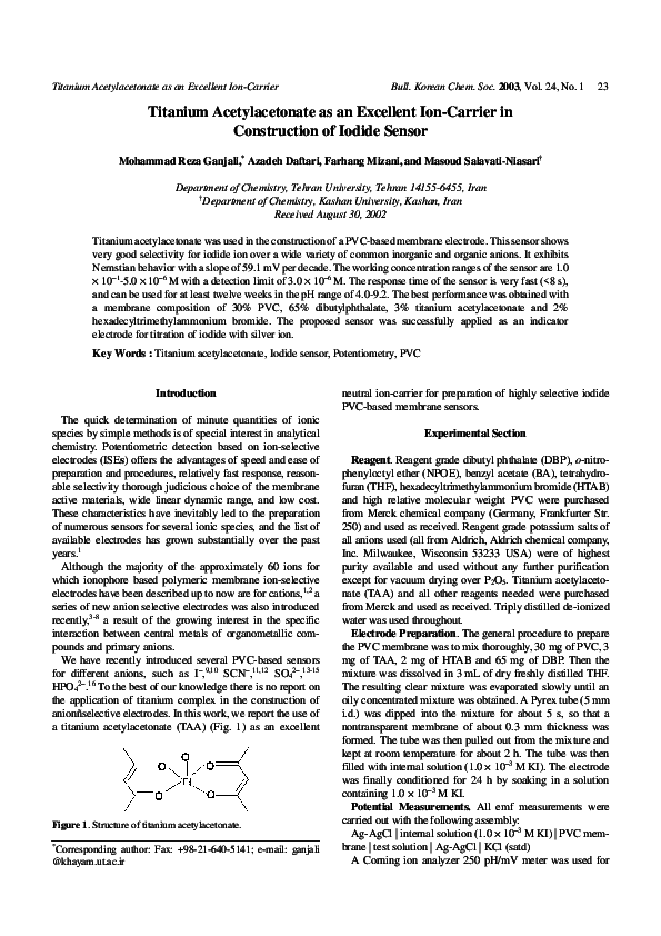 (PDF) Titanium acetylacetonate as an excellent ion-carrier in ...