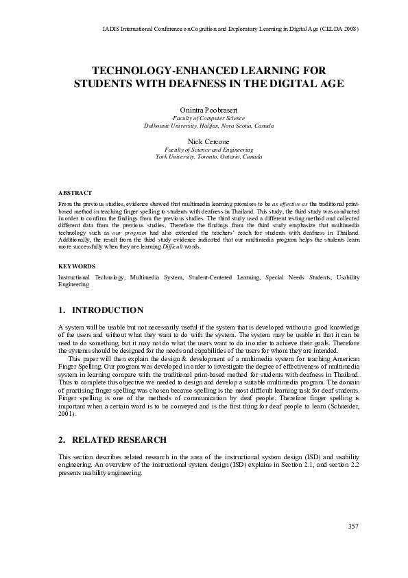 (PDF) TECHNOLOGY-ENHANCED LEARNING FOR STUDENTS WITH DEAFNESS IN THE DIGITAL AGE