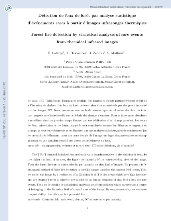 (PDF) Forest fire detection by statistical analysis of rare events from ...