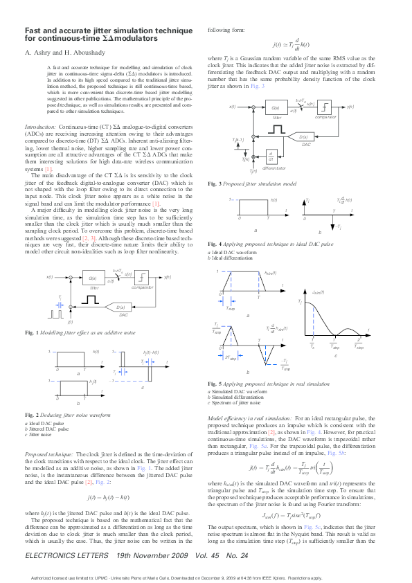 Pdf Fast And Accurate Jitter Simulation Technique For Continuous Time Σspl Deltamodulators