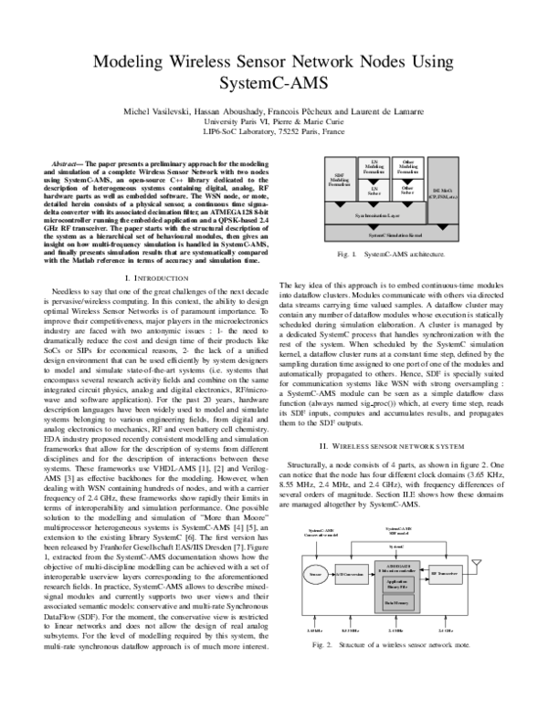 Pdf Modeling Wireless Sensor Network Nodes Using Systemc Ams