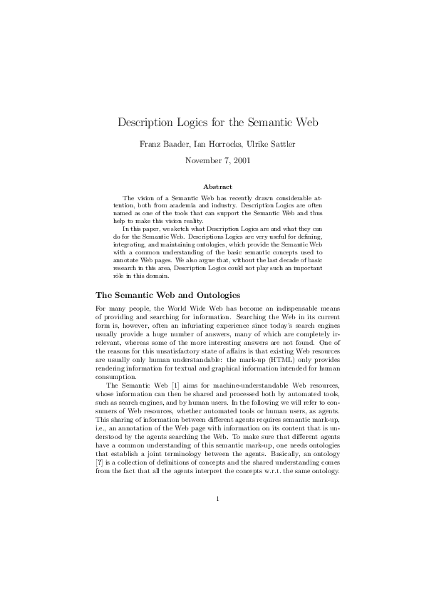 (PDF) Description logics for the semantic web