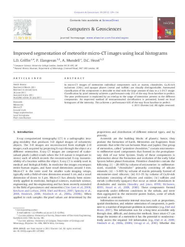 (PDF) Improved segmentation of meteorite micro-CT images using local histograms