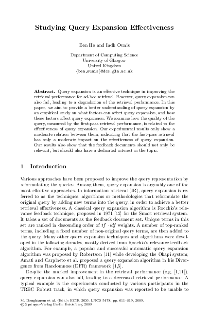 (PDF) Studying query expansion effectiveness