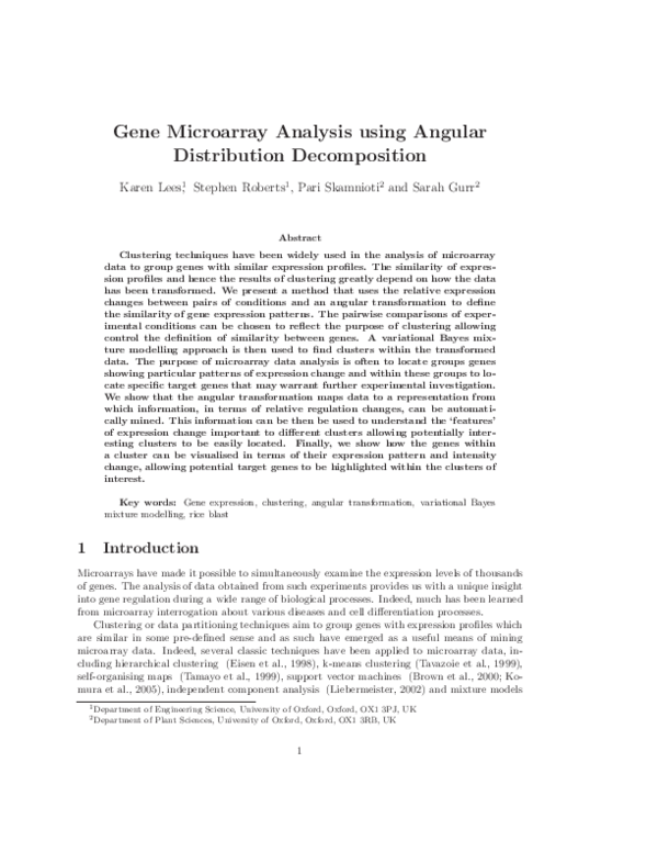 (PDF) Gene microarray analysis using angular distribution decomposition