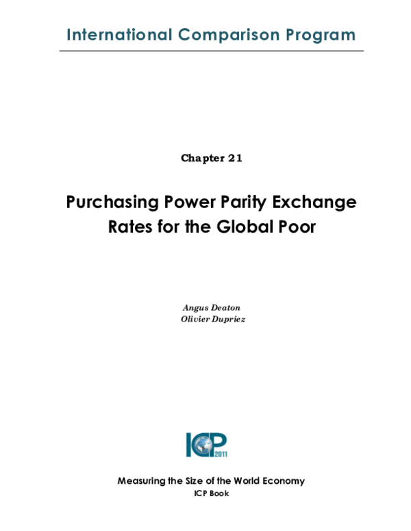 (PDF) Purchasing power parity exchange rates for the global poor