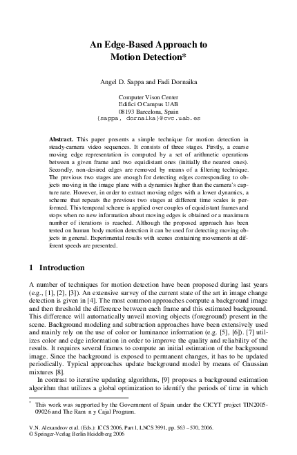 Pdf Edge Based Technique For Motion Detection