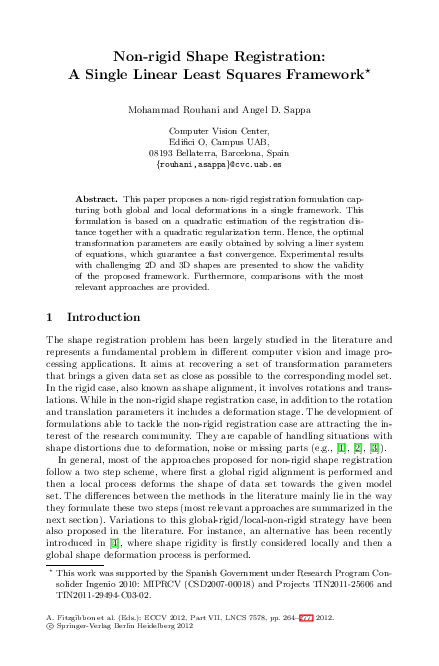 Pdf Non Rigid Shape Registration A Single Linear Least Squares Framework