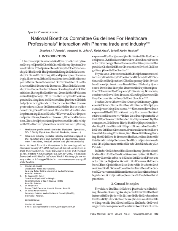 (PDF) National Bioethics Committee Guidelines For Healthcare ...
