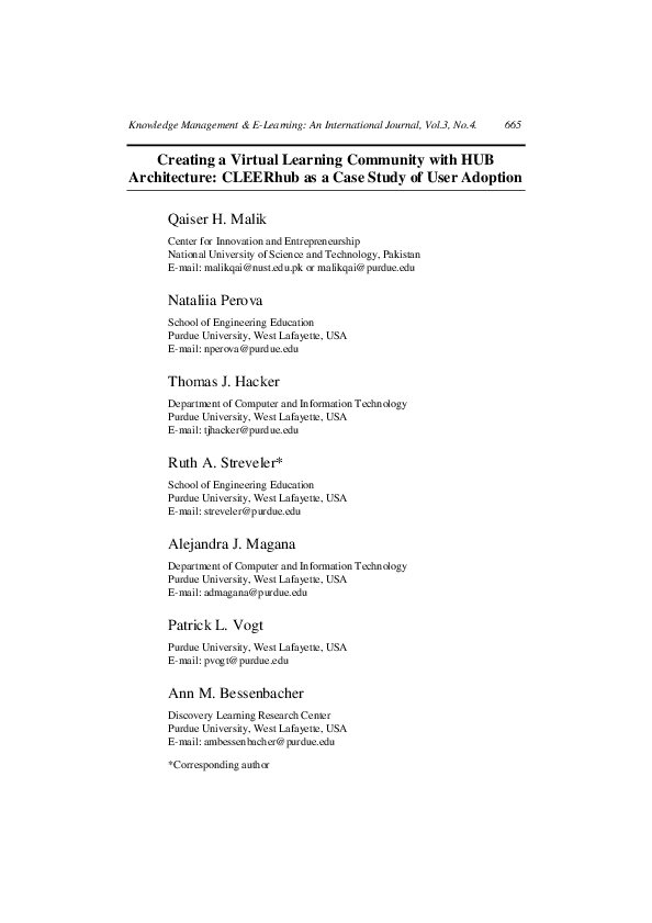 (PDF) Creating a Virtual Learning Community with HUB Architecture ...