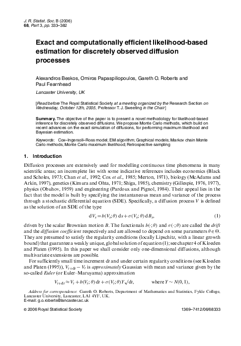 (PDF) Observed diffusion processes (with discussion).