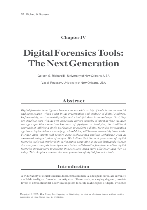 (PDF) Digital forensics tools: the next generation