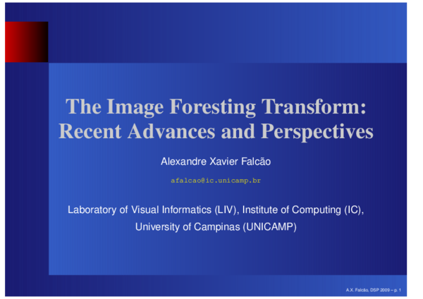 (PDF) The Image Foresting Transform: Recent Advances and Perspectives