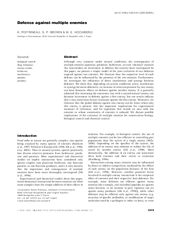 (PDF) Defence against multiple enemies